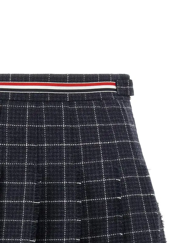 Thom Browne Rwb' Pleated Tweed Skirt