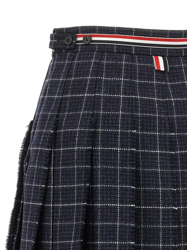 Thom Browne Rwb' Pleated Tweed Skirt
