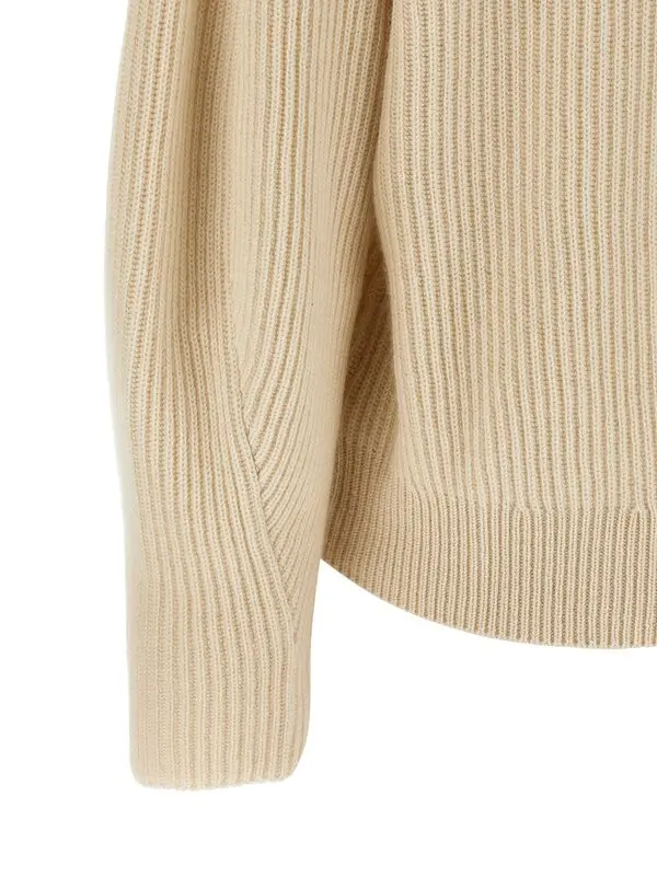 Brunello Cucinelli Shawl Neck Ribbed Sweater