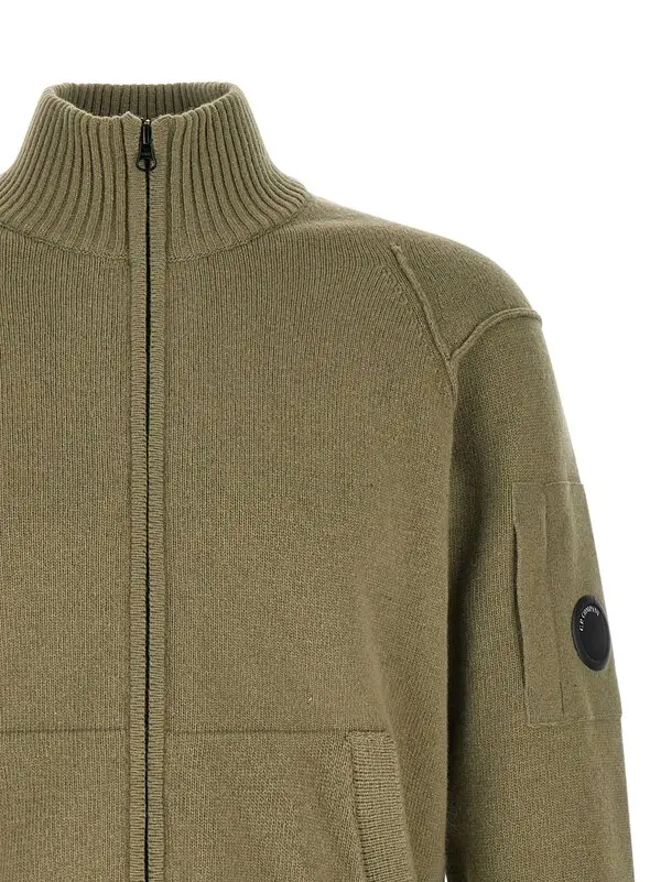 C.P. COMPANY Lambswool Grs' Cardigan With Lens Detail