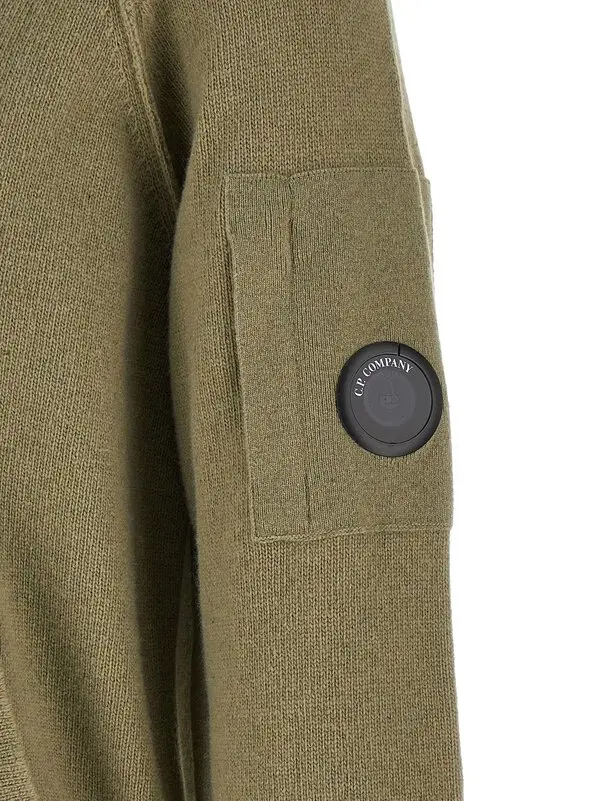 C.P. COMPANY Lambswool Grs' Cardigan With Lens Detail