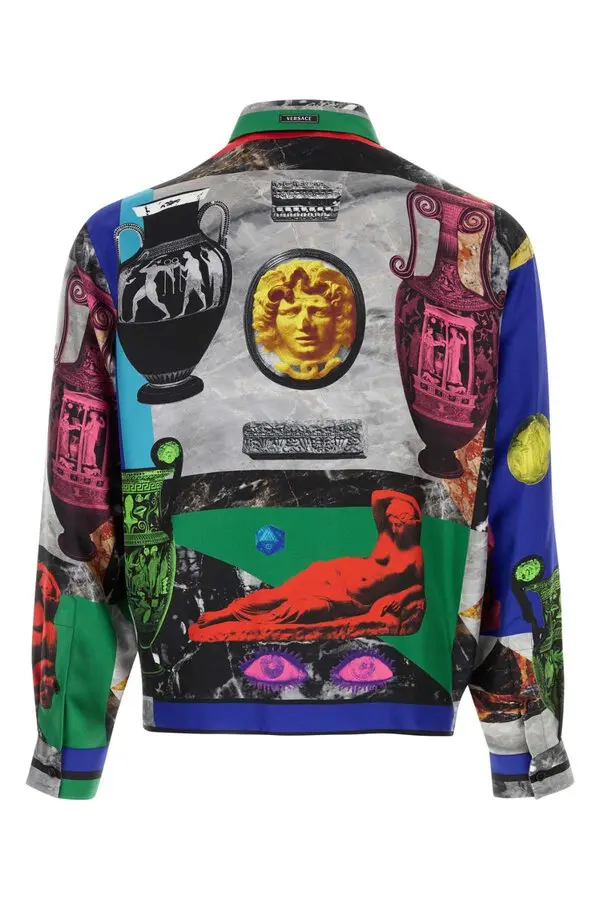 Versace Informal Shirt Silk Twill Print Geo Collage Foular - Multicolor