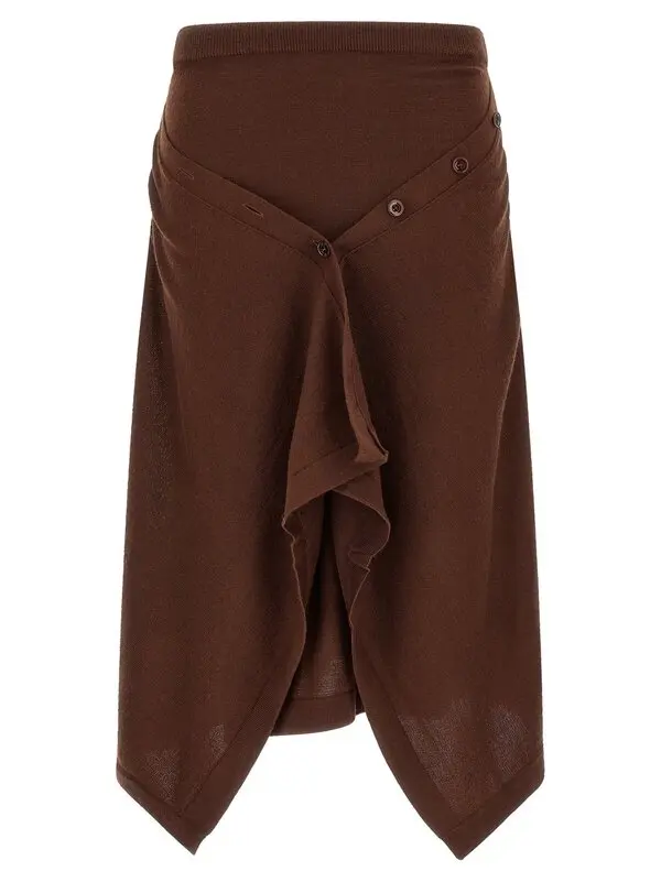 LEMAIRE Button Asymmetrical Skirt - Brown