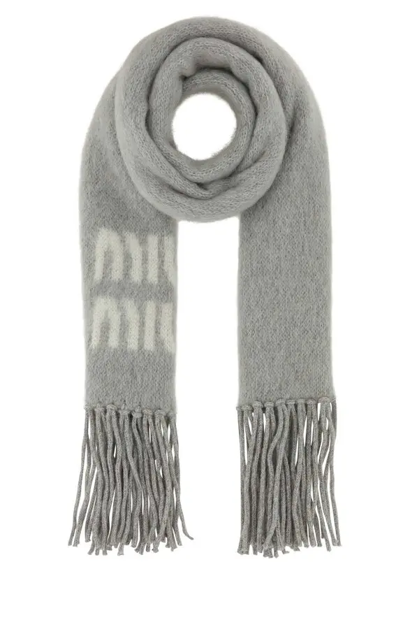 Miu Miu Grey Mohair Blend Scarf
