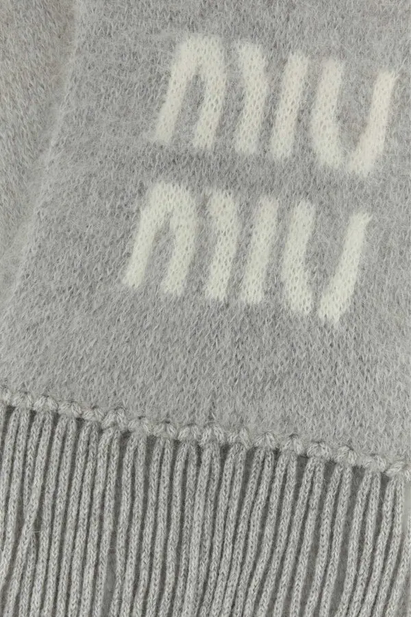 Miu Miu Grey Mohair Blend Scarf