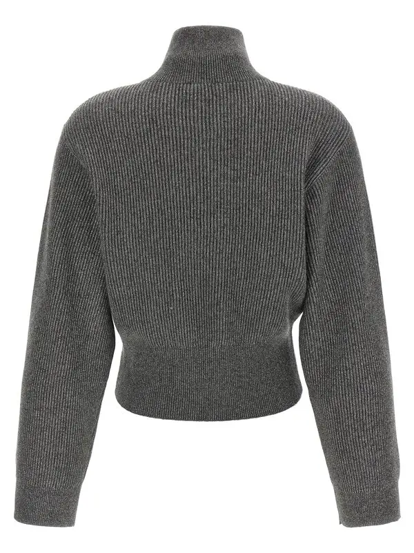 Brunello Cucinelli Ribbed Cardigan With Leather Detail