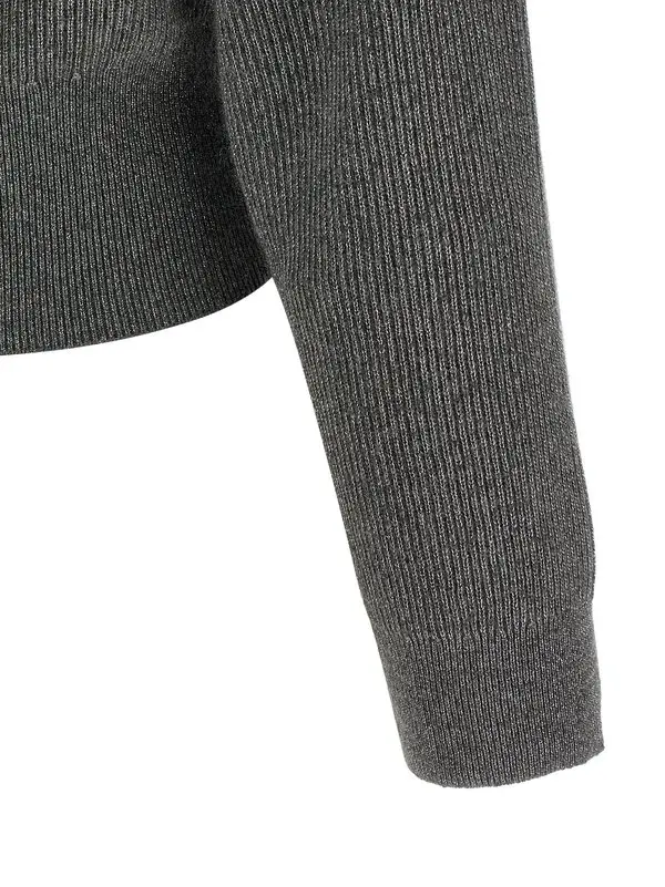 Brunello Cucinelli Ribbed Cardigan With Leather Detail