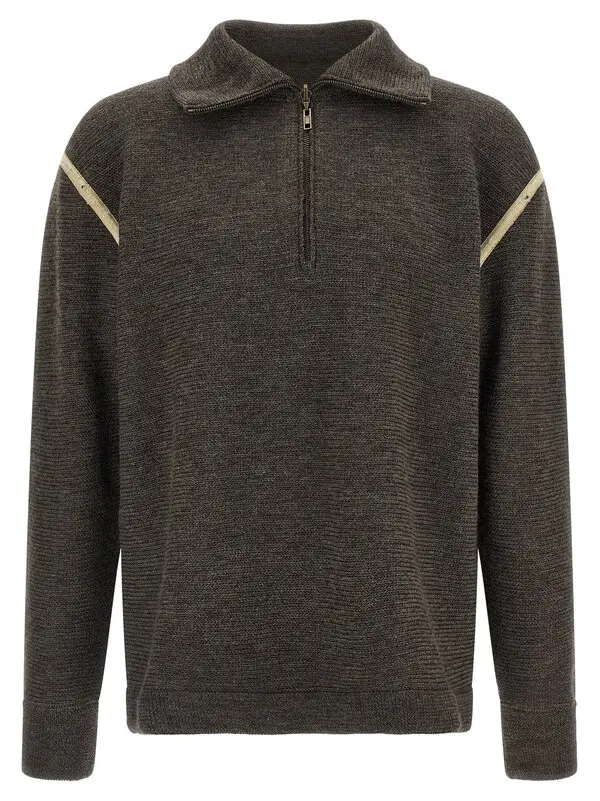 MAISON MARGIELA Elbow Patch Quarter-zip Reversible Sweater - Gray