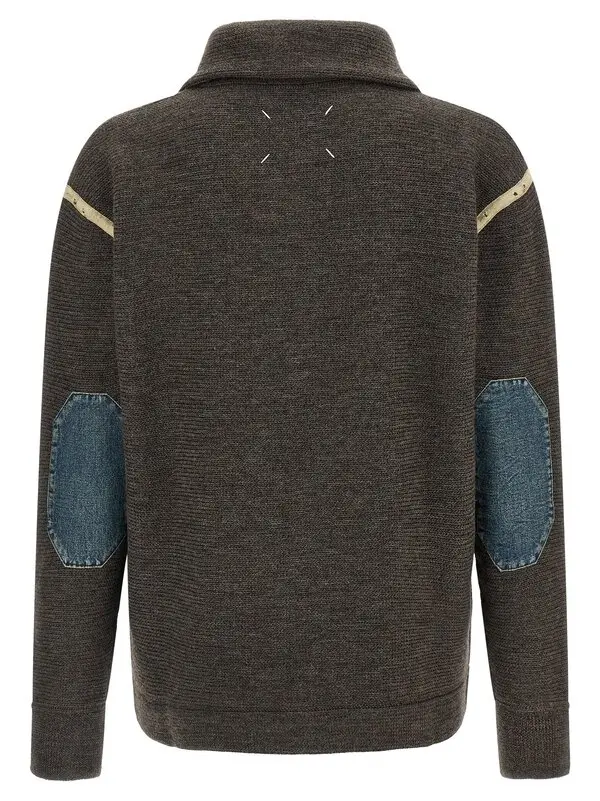 MAISON MARGIELA Elbow Patch Quarter-zip Reversible Sweater