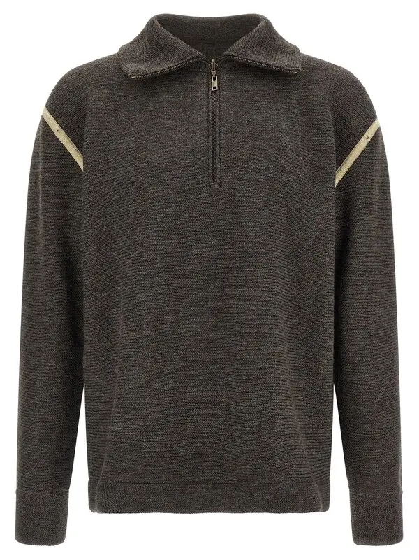 MAISON MARGIELA Elbow Patch Quarter-zip Reversible Sweater - Gray