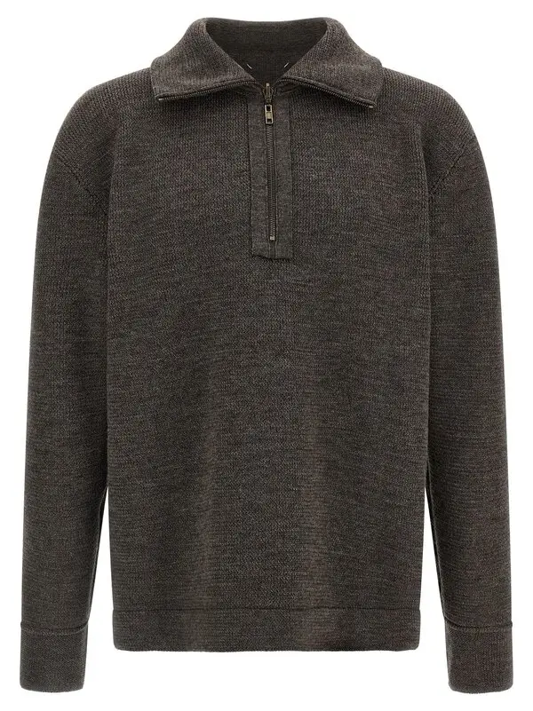 MAISON MARGIELA Elbow Patch Quarter-zip Reversible Sweater - Gray