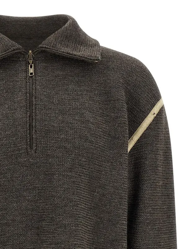 MAISON MARGIELA Elbow Patch Quarter-zip Reversible Sweater - Gray