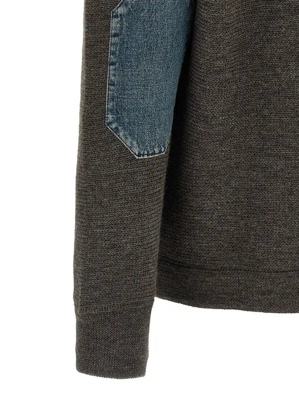 MAISON MARGIELA Elbow Patch Quarter-zip Reversible Sweater - Gray
