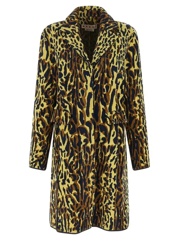 Marni Animalier Jacquard Wool Coat - Multicolor