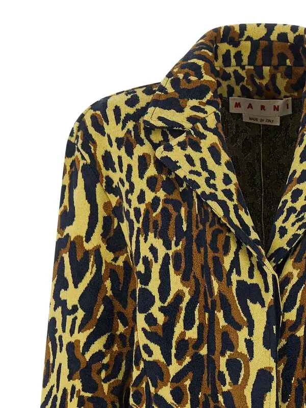 Marni Animalier Jacquard Wool Coat - Multicolor