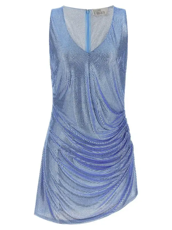 Giuseppe Di Morabito Dress With Removable Crystals And Feathers - Blue
