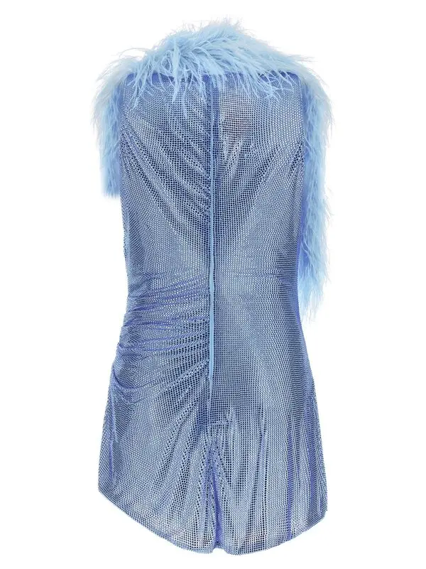 Giuseppe Di Morabito Dress With Removable Crystals And Feathers - Blue