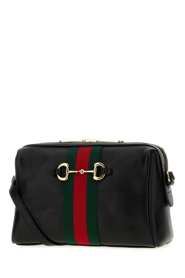 Gucci Leather Small Horsebit Web Crossbody Bag
