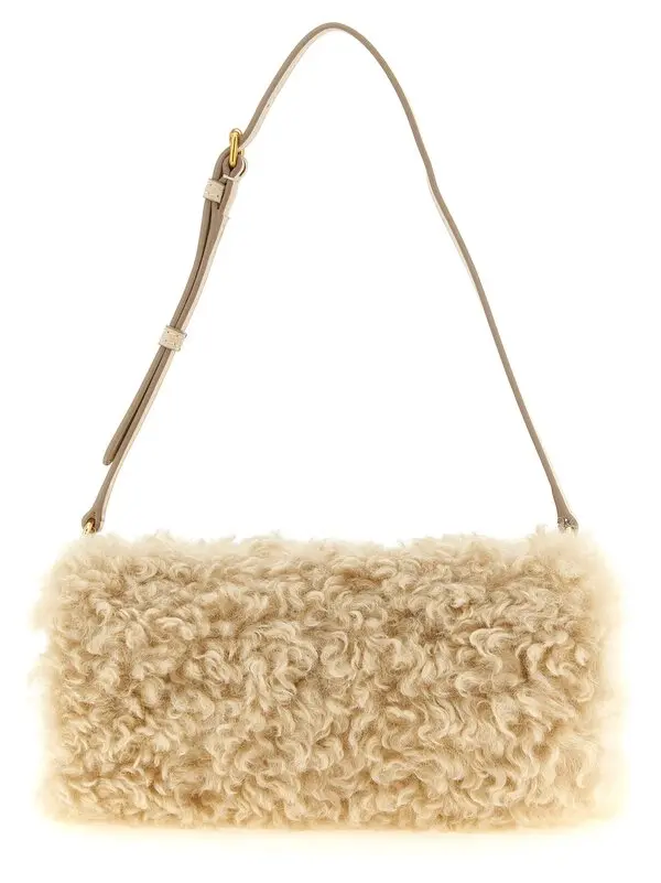 Stella McCartney Shearling Clutch - Cream