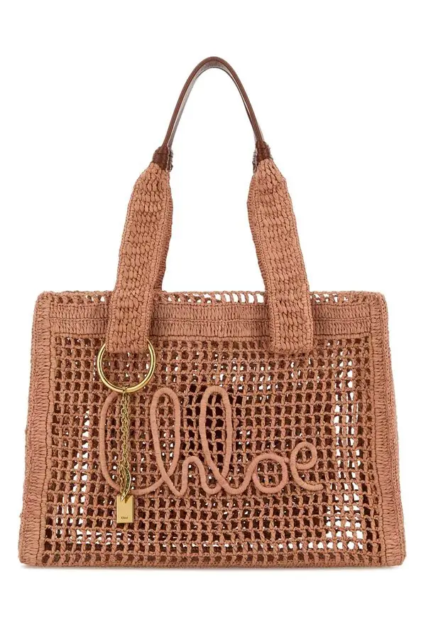 Chloé Antiqued Raffia East-west Summer Banana Shopping Bag - Pink