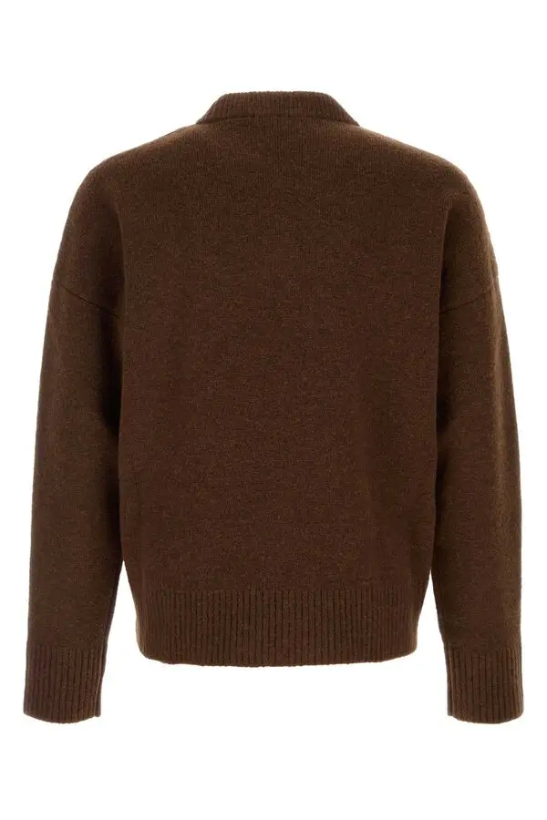 AMI Paris Chocolate Stretch Alpaca Blend Sweater