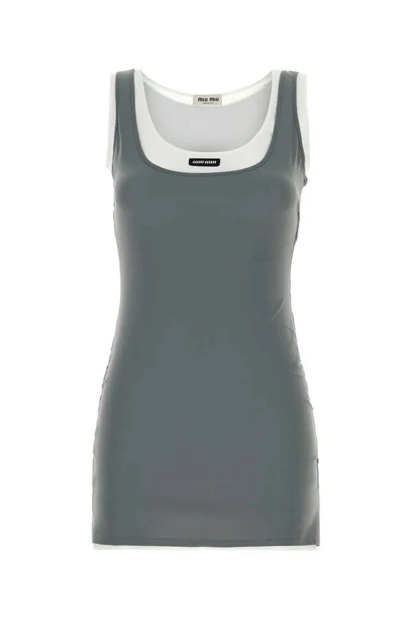 Miu Miu Grey Stretch Nylon Mini Dress
