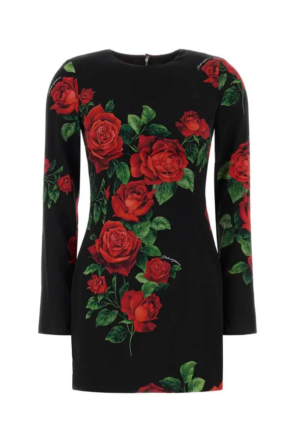 Dolce & Gabbana Printed Stretch Silk Mini Dress