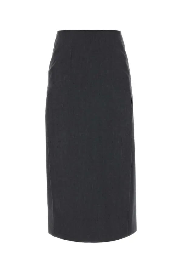 JIL SANDER Dark Grey Wool Blend Skirt - Gray
