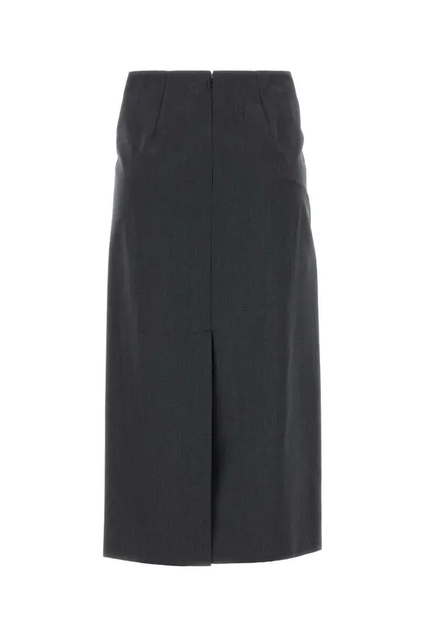 JIL SANDER Dark Grey Wool Blend Skirt