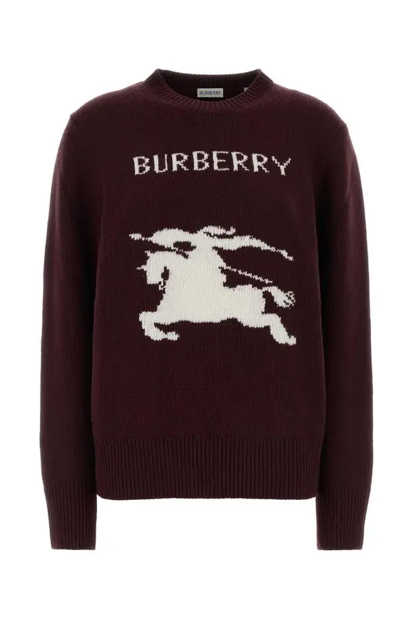 Burberry Aubergine Wool Blend Sweater - Purple