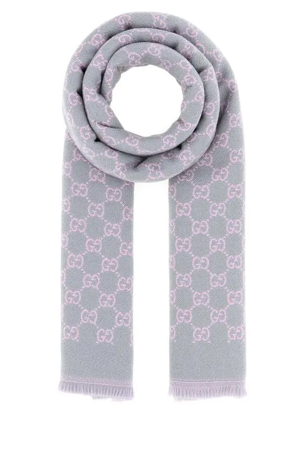 Gucci Embroidered Wool Blend Scarf - Multicolor