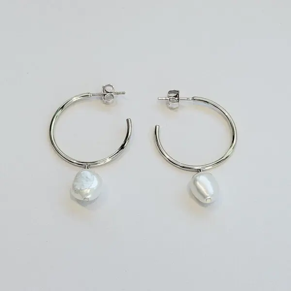 CIER Baroque Pearl Hoop Earrings