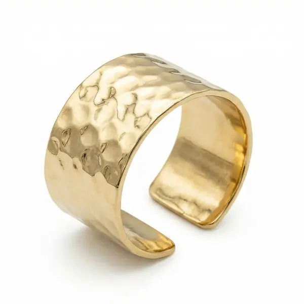 MELT'M JEWELRY Wide Hammered Band Ring In Filled