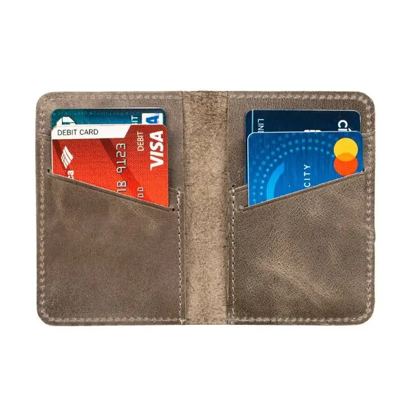 LEATHERE Classic Leather Cardholder Wallet Gray Berkeley - Grey