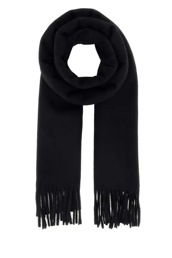 Saint Laurent Cashmere Logo Scarf With Cassandre Motif - Black