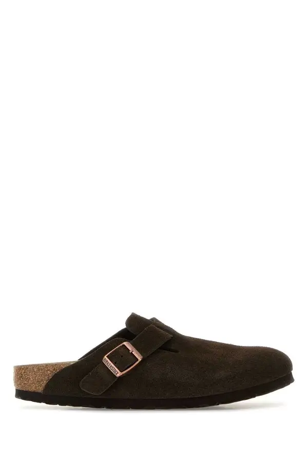 BIRKENSTOCK Suede Boston Slippers - Brown