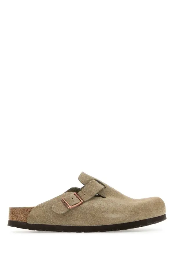 BIRKENSTOCK Suede Boston Slippers - Grey