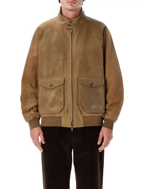 BARACUTA Zip-up Bomber Jacket With Stand Collar And Flap Pockets - Marrone