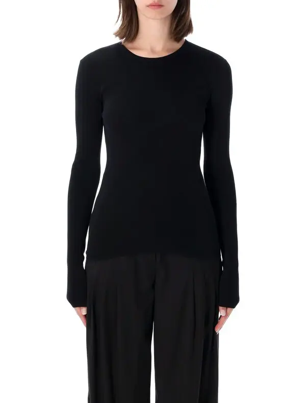 TOTEME Close-fit Crew Neck Long Sleeve Cotton Crepe Top