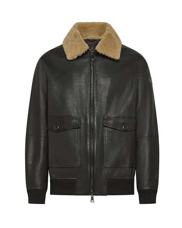 Peuterey Shearling Collar Leather Jacket