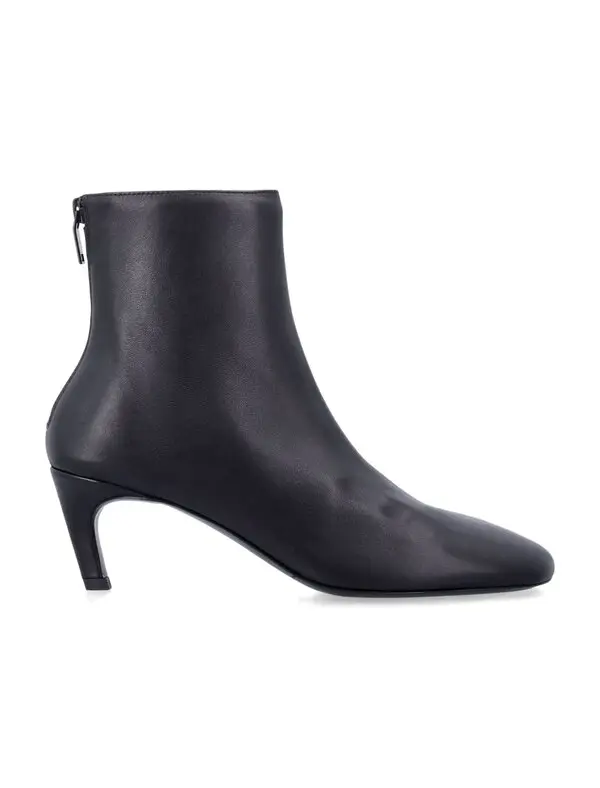 TOTEME Soft Nappa Ankle Boots With Mid Heel And Back Zip - Nero