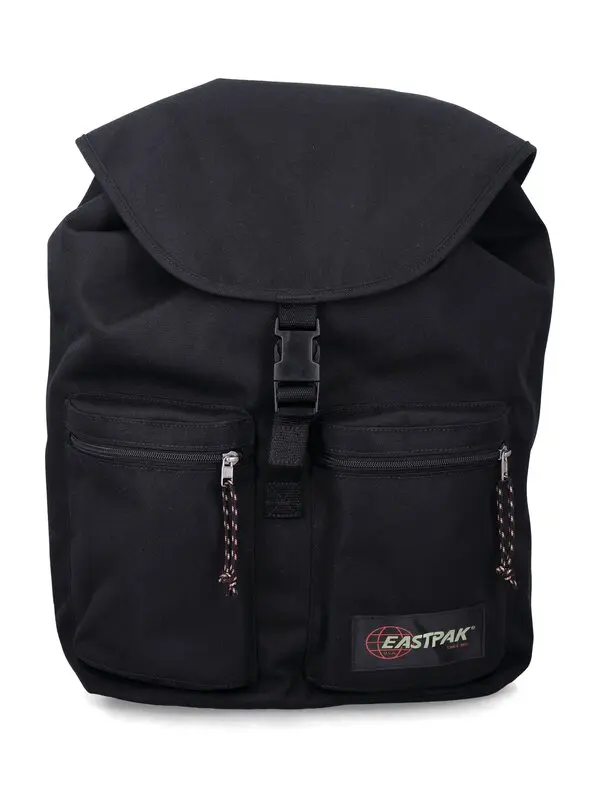 EASTPAK Canvas Roll-top Backpack With Front Zip Pockets - Nero