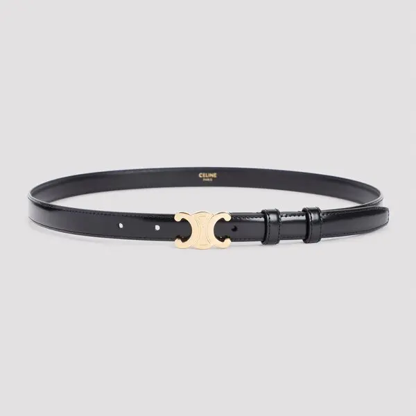 Celine Triomphe Leather Belt With 2cm Width - Black