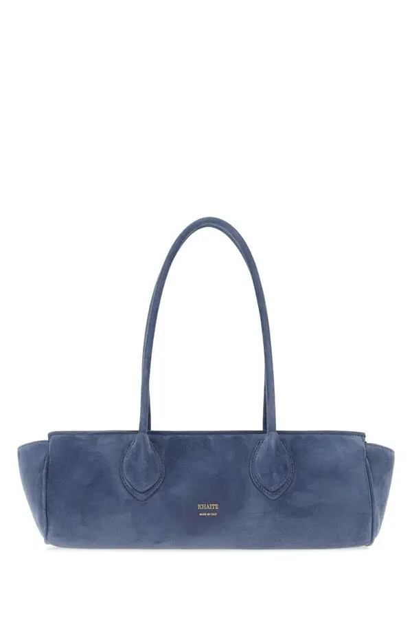 Khaite Donna Suede Shoulder Handbag With 30cm X 10cm X 11cm Dimensions - Light Blue