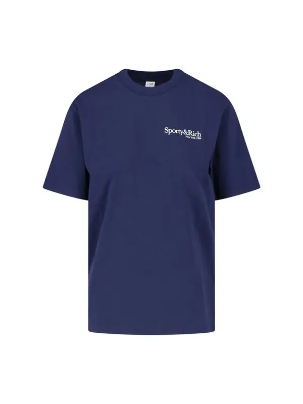 Sporty & Rich Graphic Cotton T-shirt - Blue
