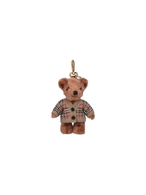 Burberry Thomas Leather Keychain With Golden Metal Details For - Beige