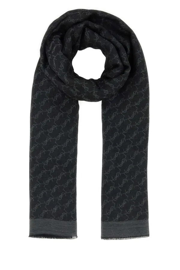Saint Laurent Embroidered Cashmere-silk Scarf, 215 Cm X 75 Cm