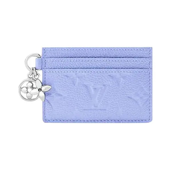 LOUIS VUITTON Charms Card Holder Frost Monogram Embossed Empreinte Cowhide Leather - Blue