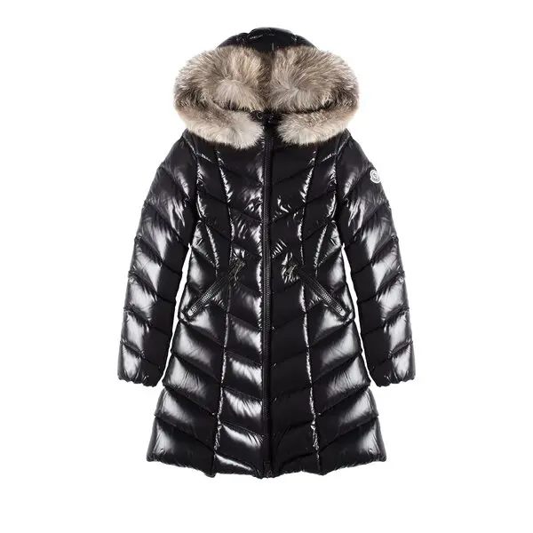 Moncler Fulmarus Long Full Zip Coat With Fur Neck