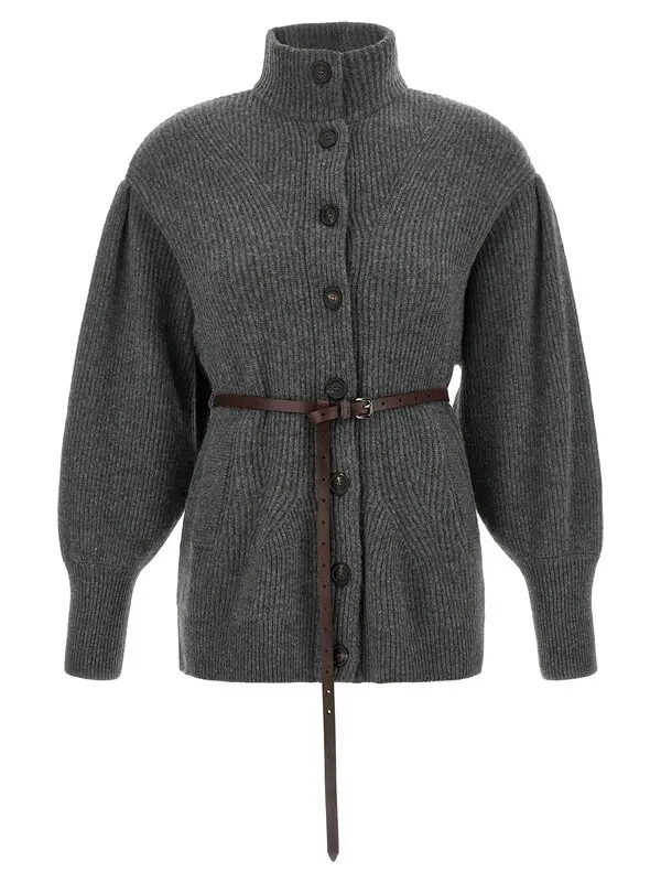 Brunello Cucinelli Belted Cardigan - Gray